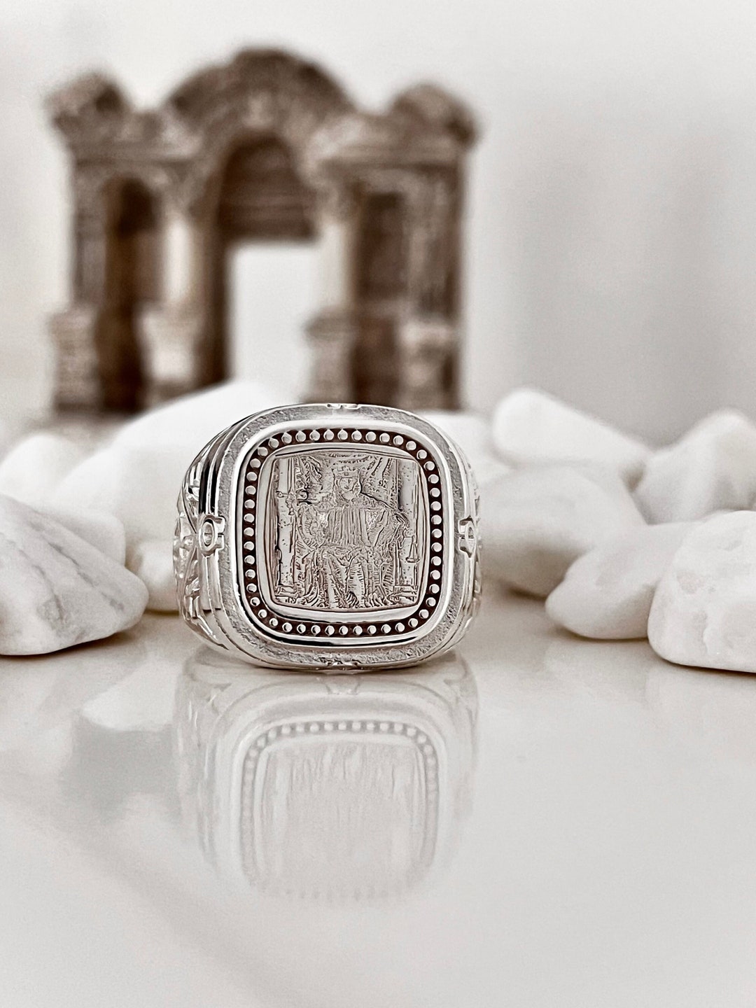 925K Tarot the Justice Ring, Tarot Jewelry, Tarot Card Ring, Lawyer ...