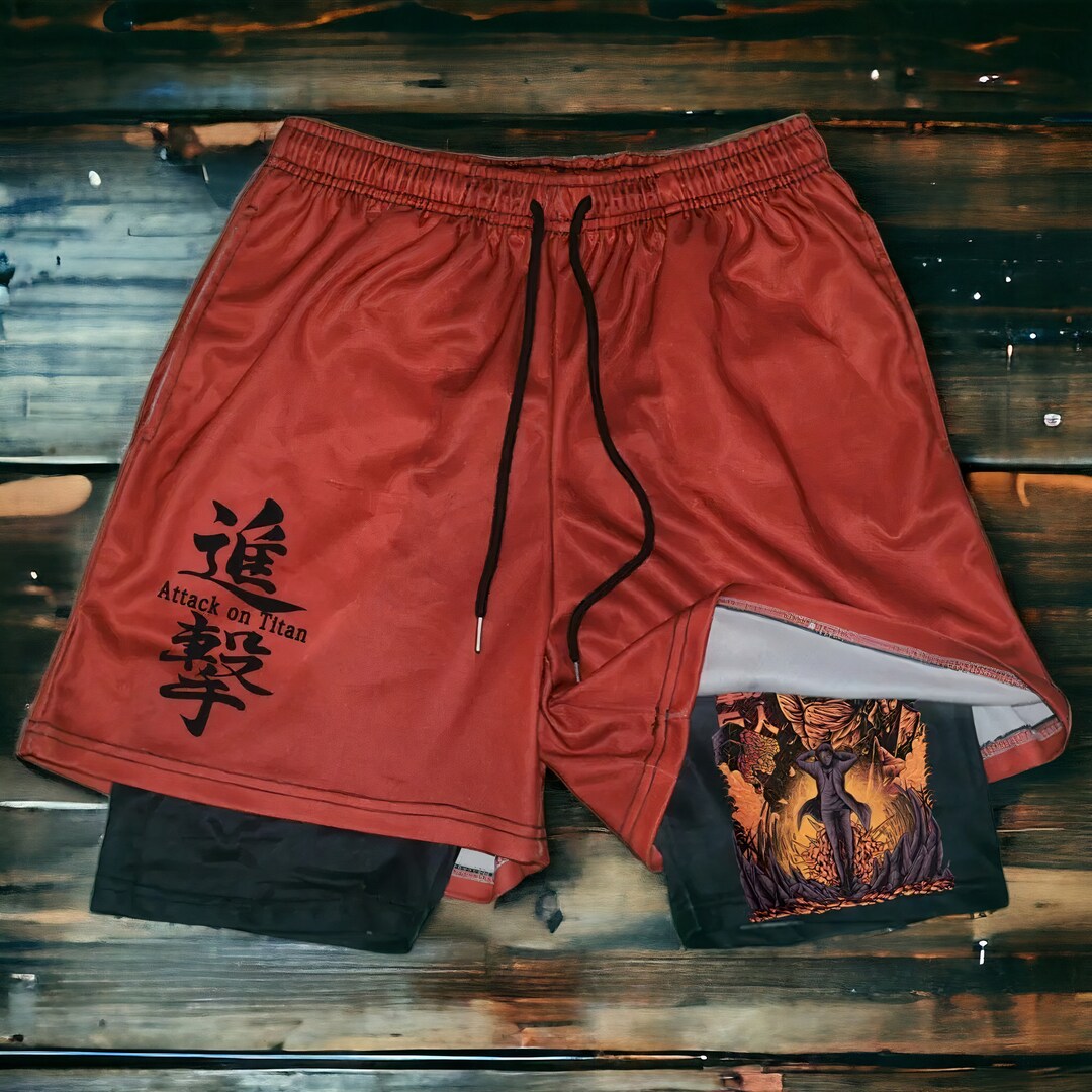 Men's Anime Titan Graphic Gym Compression Shorts - Etsy