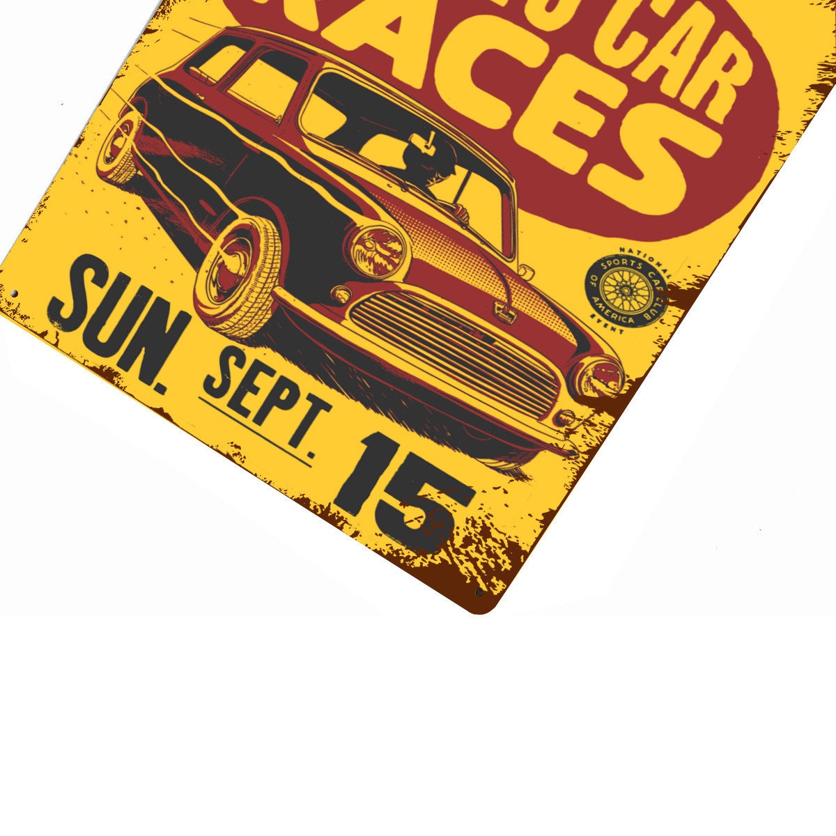 Mini Cooper Sports Car Racing Metal Sign / Retro Vintage 12x8 Tin Sign ...