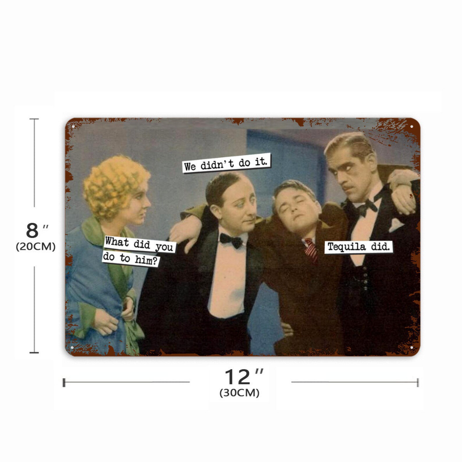 Retro Tequila Drinkers 12"x8" Tin Sign / Funny Vintage It Was Tequila ...