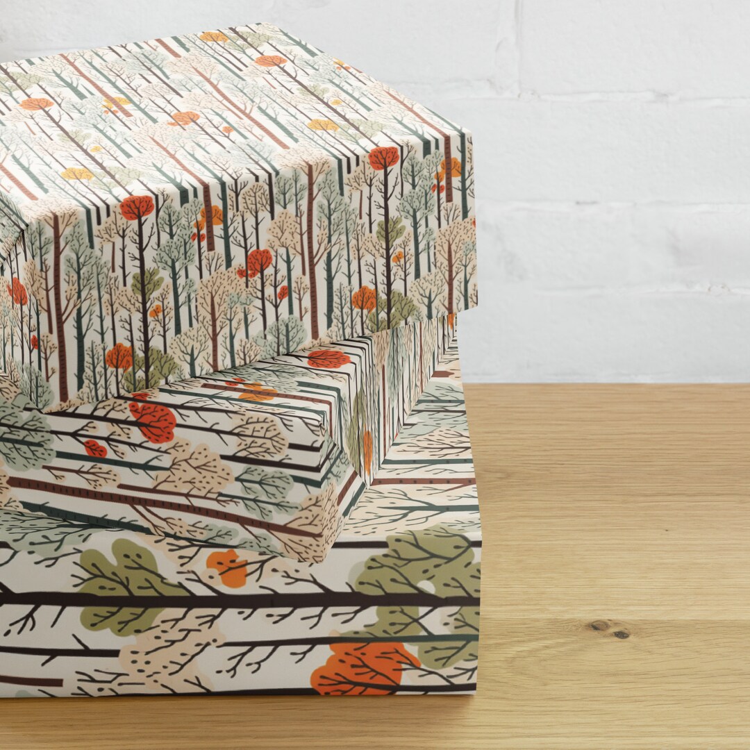 Fall Forest Wrapping Paper Set Birthday Gift Wrap Christmas Gift Wrap ...