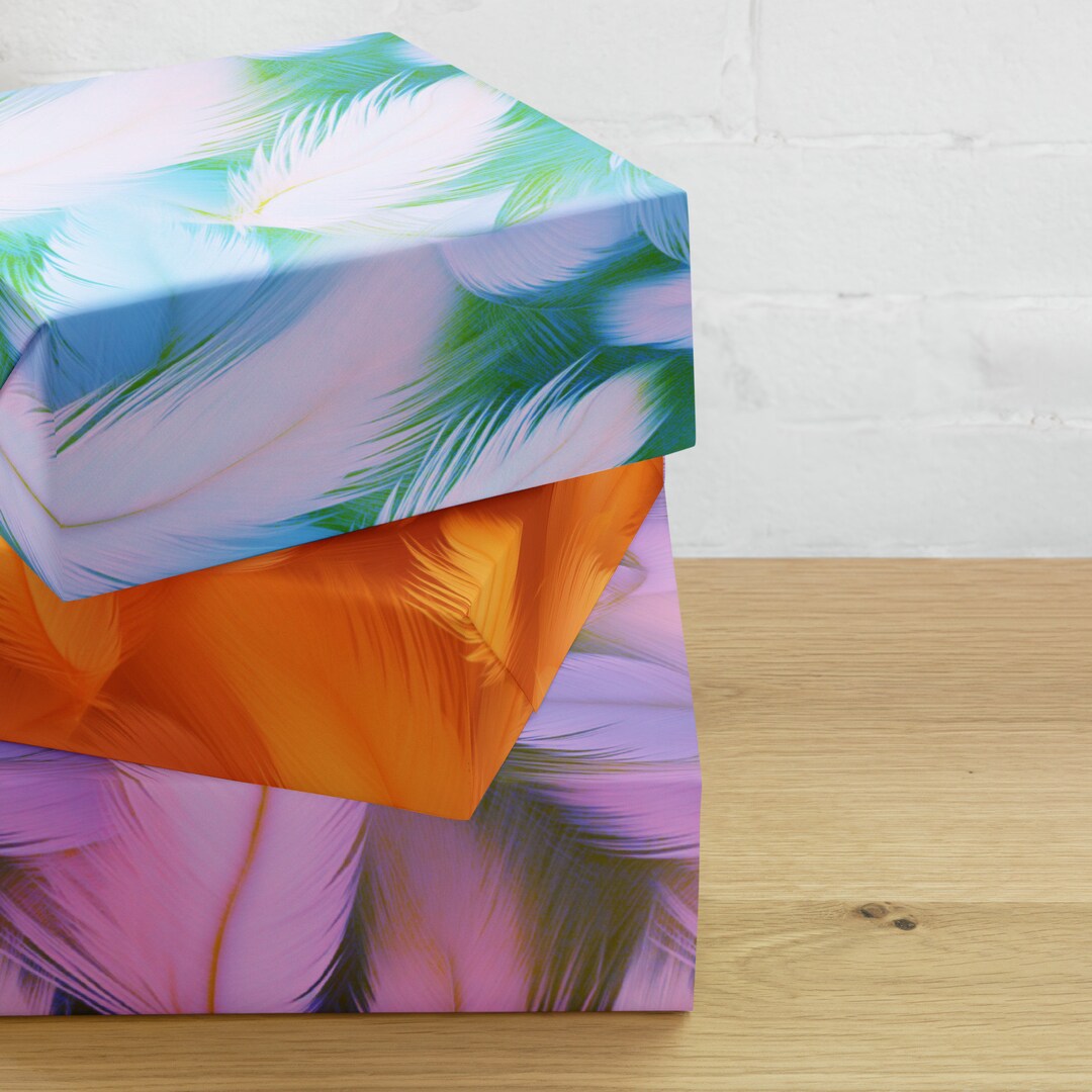 Multicolor Feather Wrapping Paper Set Birthday Gift Wrap Christmas Gift ...