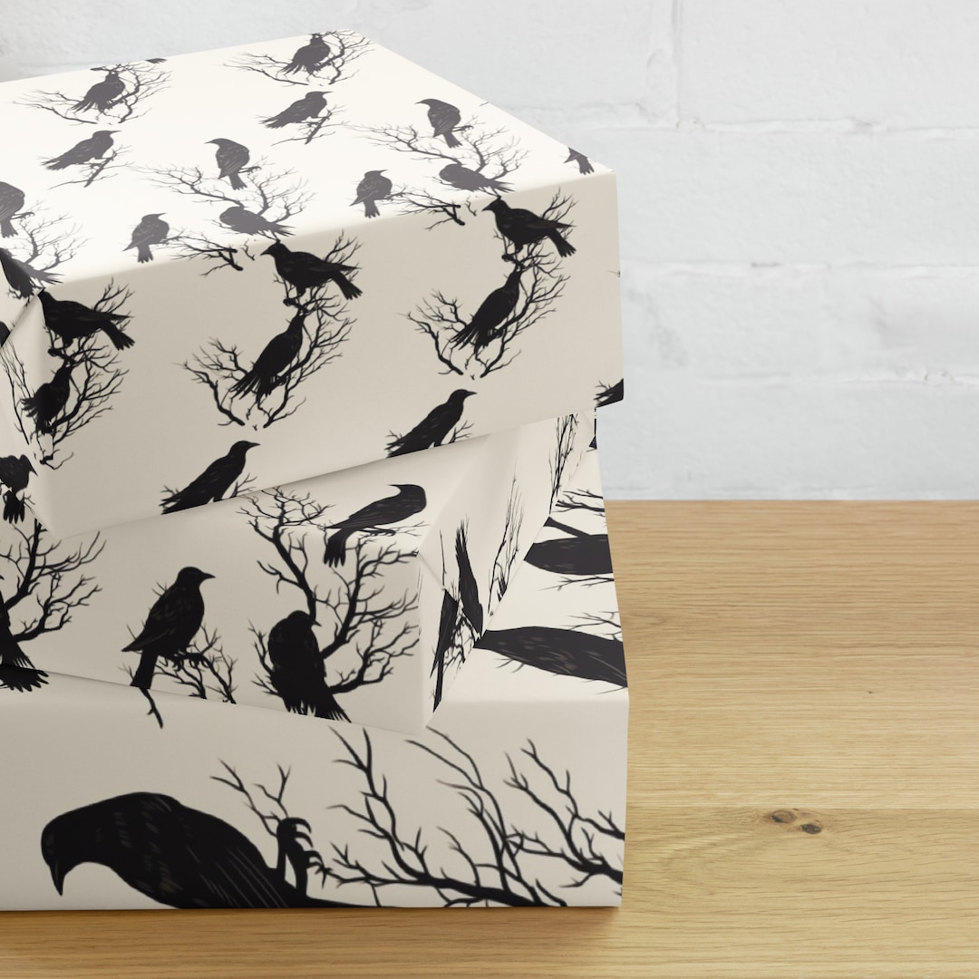 Crow Wrapping Paper Set Birthday Gift Wrap Christmas Gift Wrap Raven ...