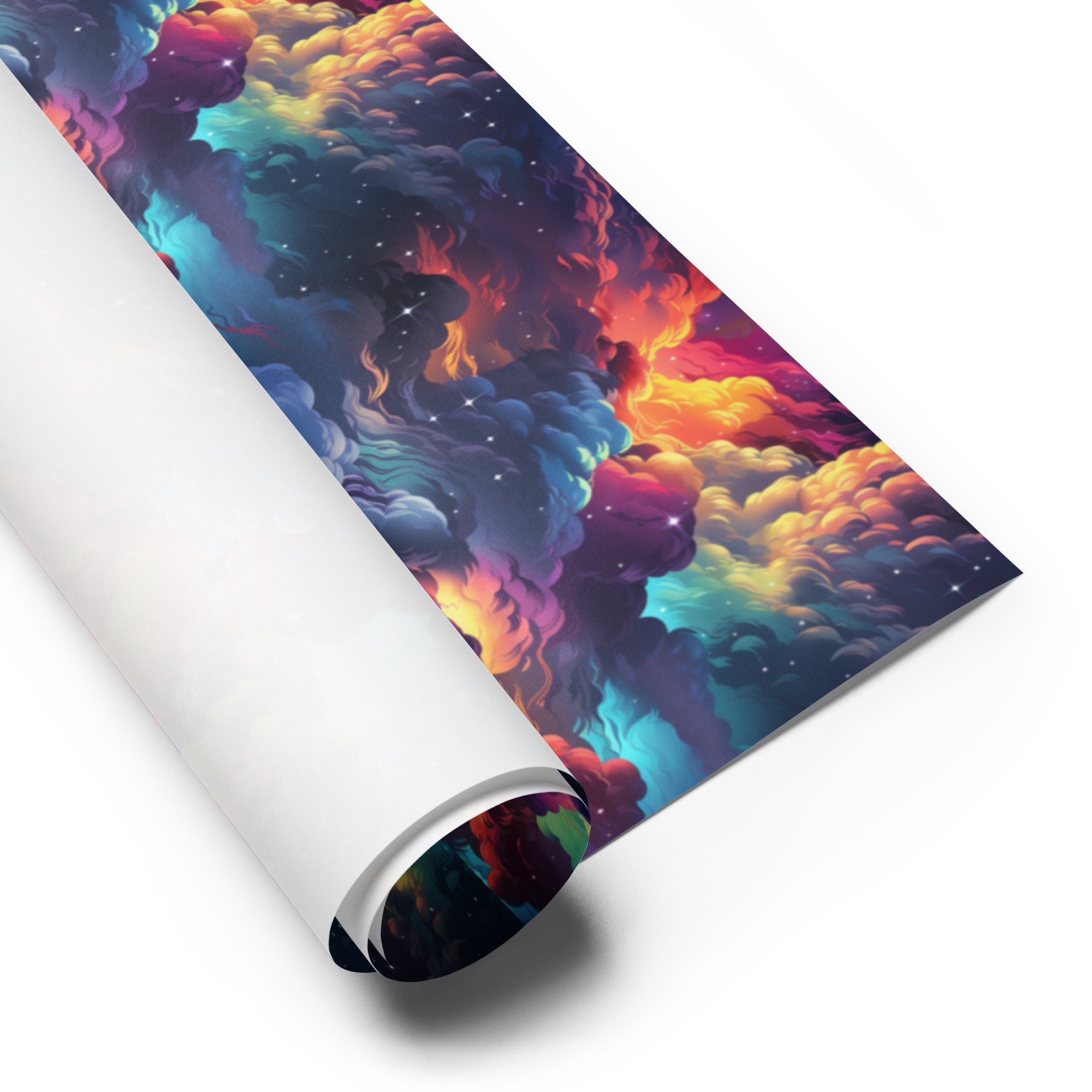 Rainbow Thunder Clouds Wrapping Paper Set Birthday Gift Wrap Christmas ...