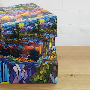 Stained Glass Mountain Sunrise Wrapping Paper Set Birthday Gift Wrap ...
