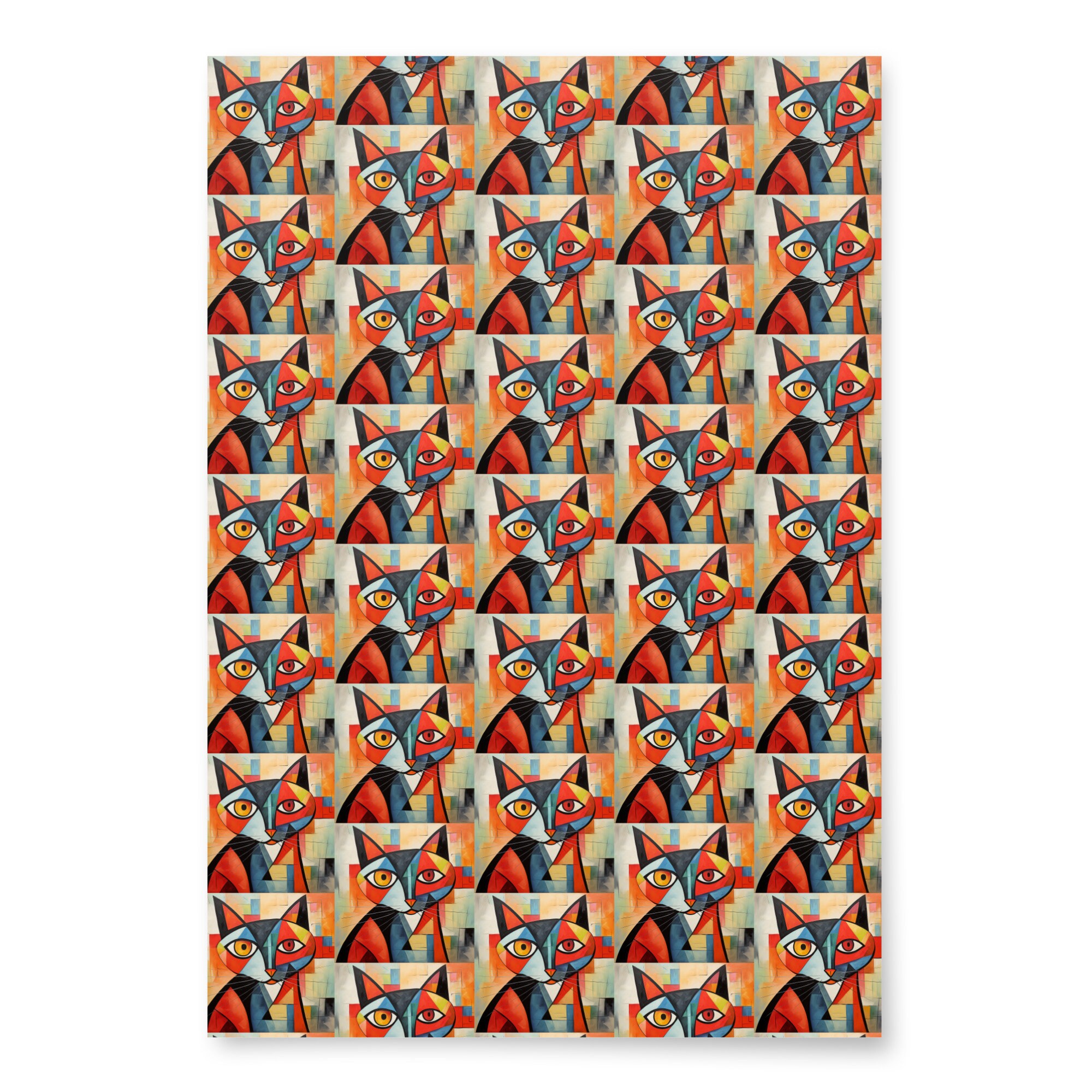 Cubist Cats Wrapping Paper Set Birthday Gift Wrap Christmas - Etsy