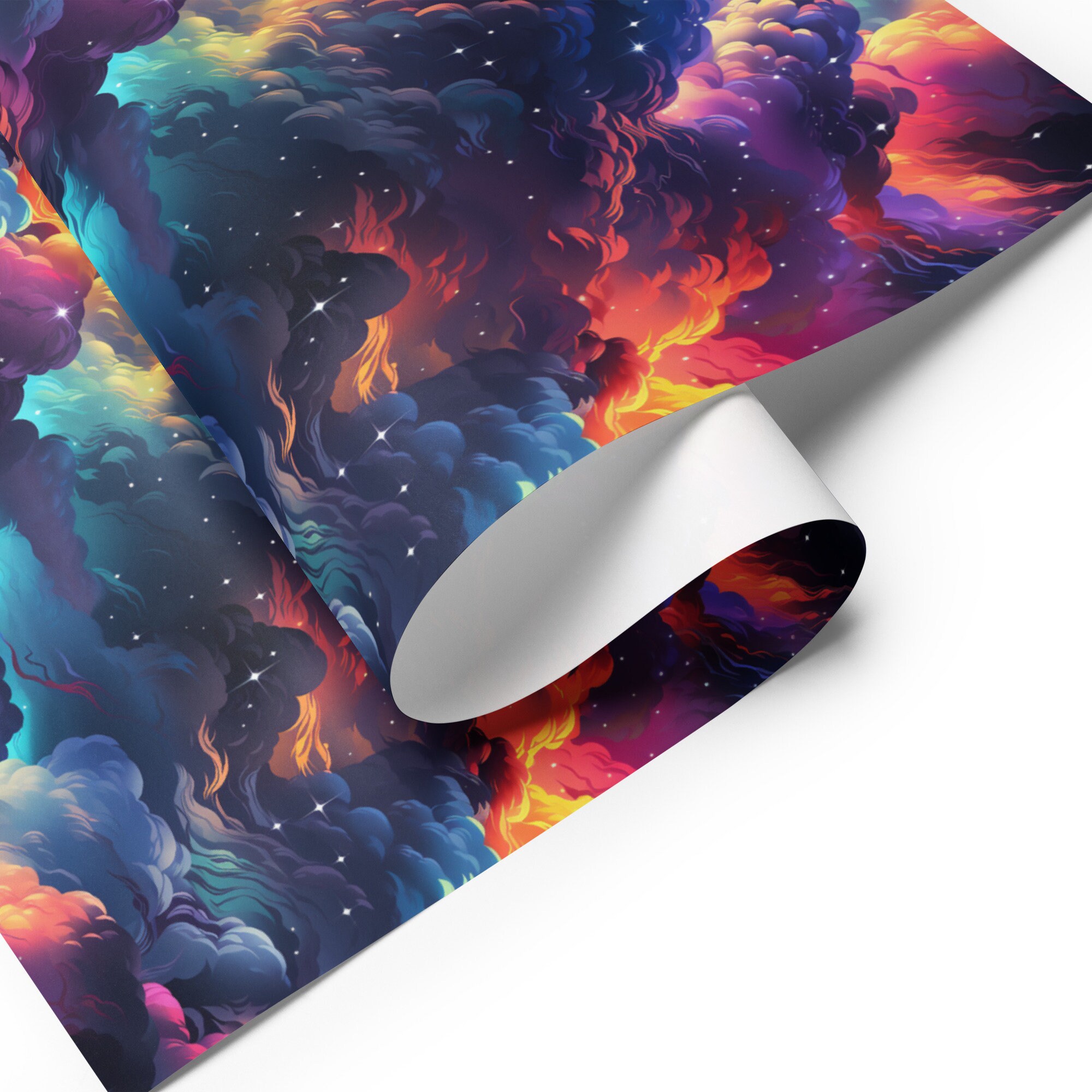 Rainbow Thunder Clouds Wrapping Paper Set Birthday Gift Wrap Christmas ...