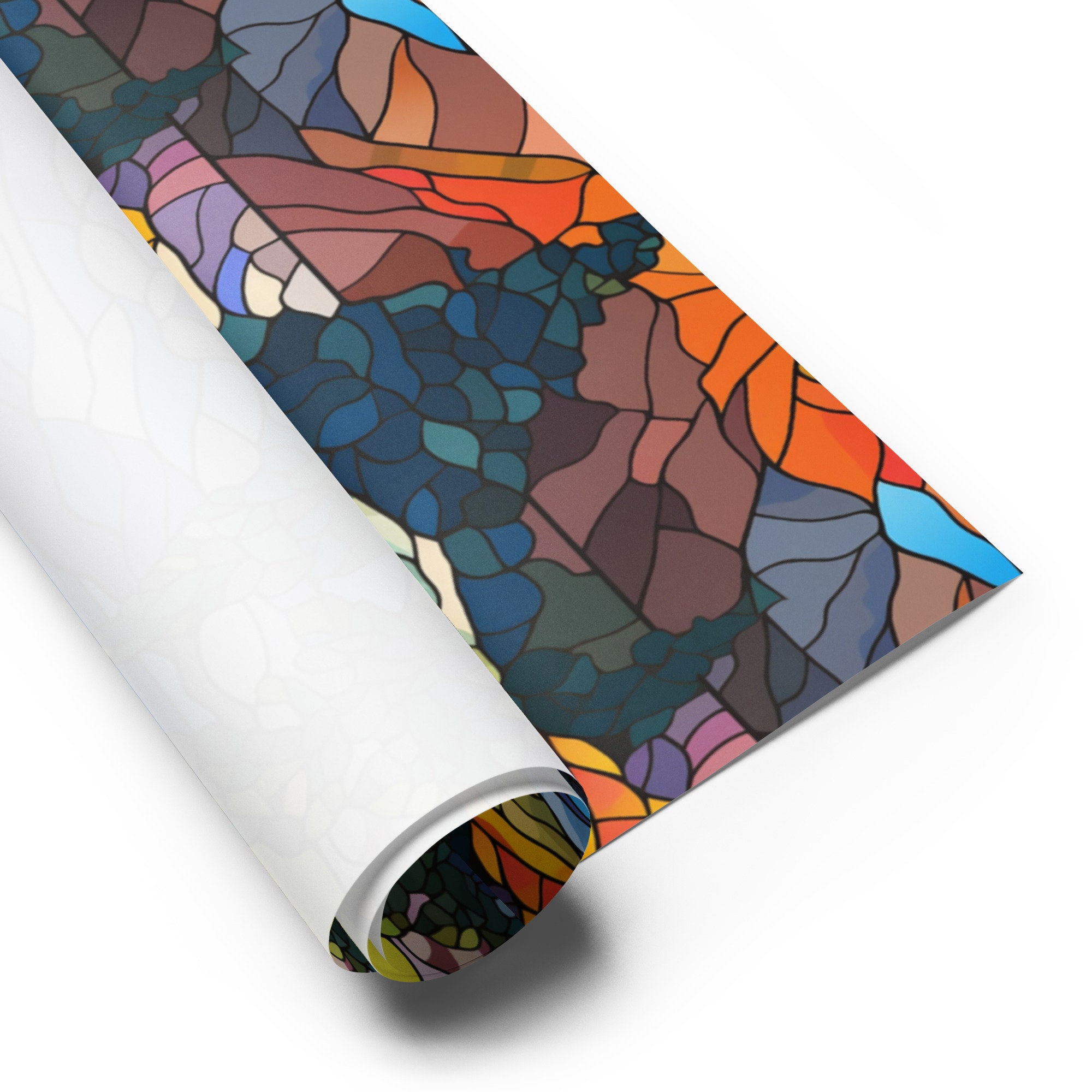 Stained Glass Mountain Sunrise Wrapping Paper Set Birthday Gift Wrap ...