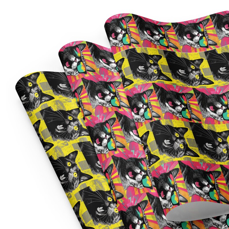 Smiling Cool Cats Wrapping Paper Set Birthday Gift Wrap Christmas Gift ...