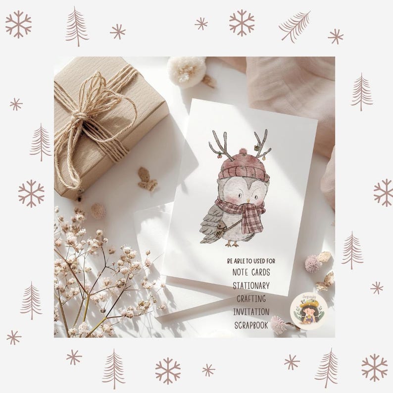 Christmas Owl Watercolor Clipart,cute Winter and Woodland Animal,owl ...