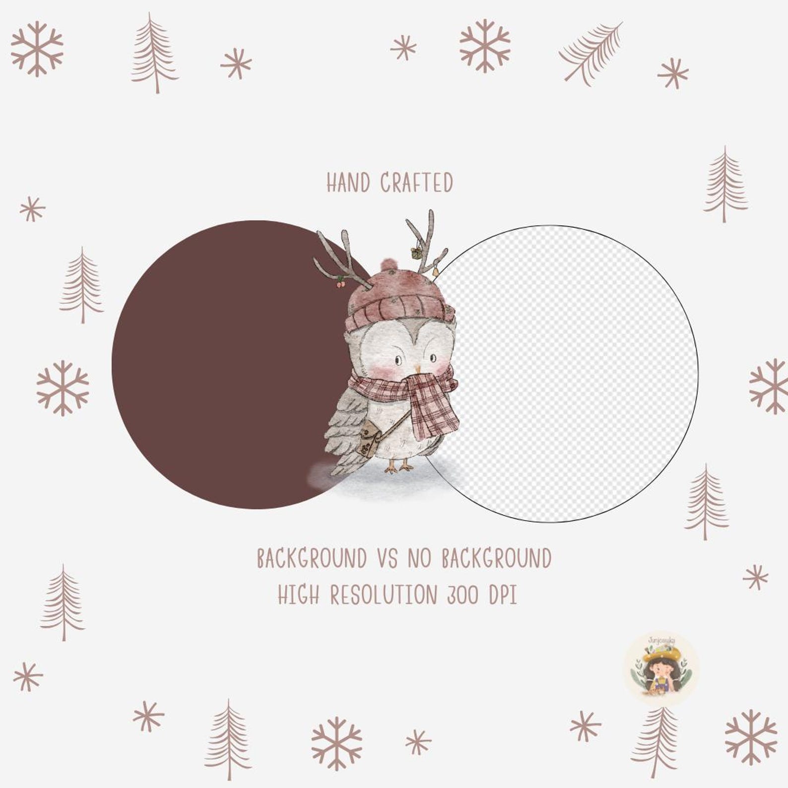 Christmas Owl Watercolor Clipart,cute Winter and Woodland Animal,owl ...