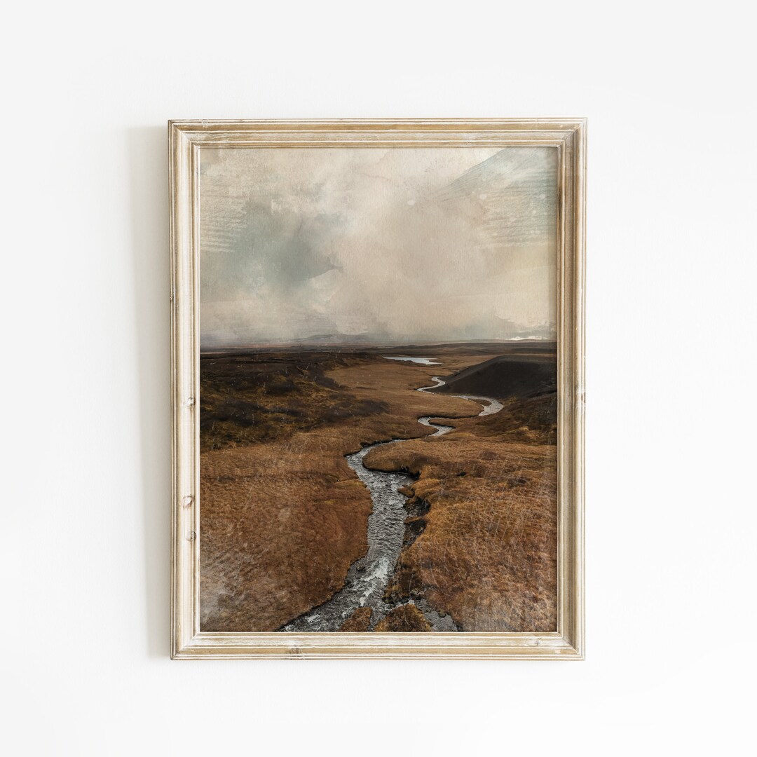 Bend in the River DIGITAL DOWNLOAD Sepia Print Dry Grass - Etsy UK
