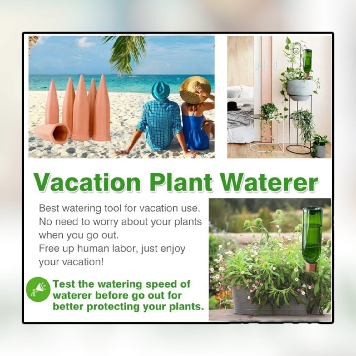 6-pack Terracotta Plant Watering Spikes for Indoor and Outdoor Plants ...