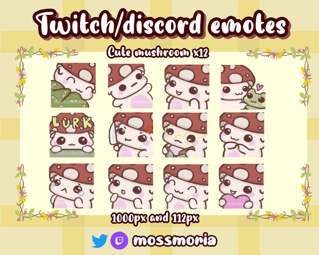 12x Twitch Cute Mushroom Emote Mega Pack Emotes (12 Emotes Ready to Use ...