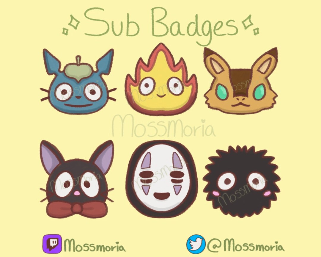 6 Ghibli Inspired Twitch Sub Badges Bit Badges Twitch Subscriber Badges ...