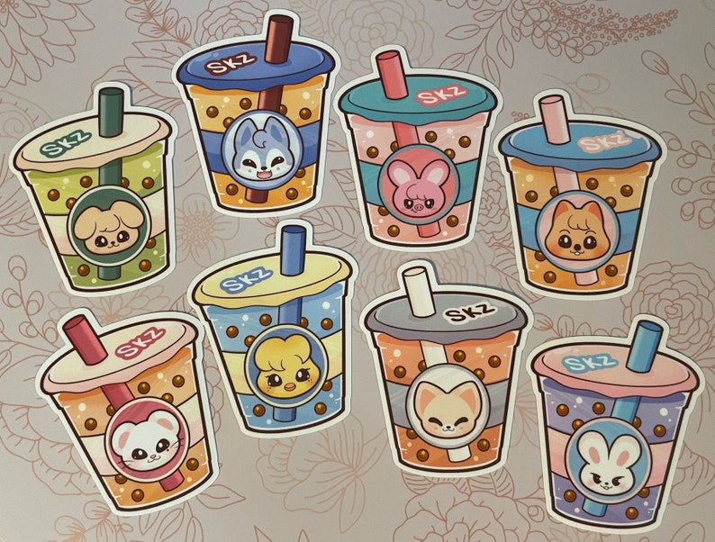 OT8 SKZ Boba Vinyl Stickers Puppym Wolfchan Jiniret - Etsy