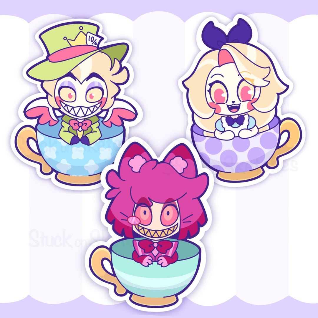Hazbin Hotel Wonderland Themed Vinyl Stickers Alastor Cat Charlie Mad ...
