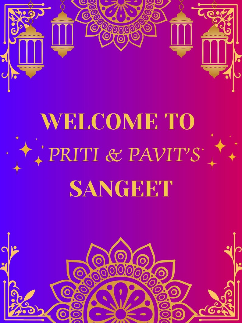 Sangeet Welcome Sign as Sangeet Decor, DIY Sangeet Welcome Sign ...