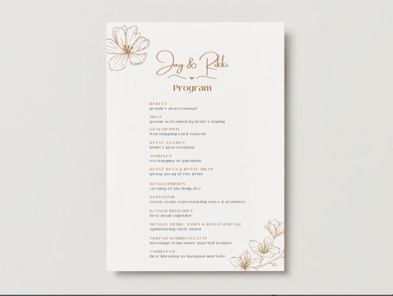 Indian Wedding Program, South Asian Wedding Program, Wedding Program ...