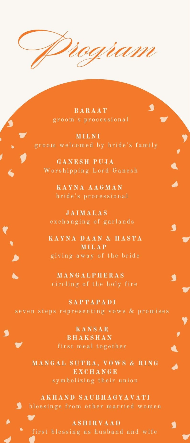 Indian Wedding Program, South Asian Wedding Program, Wedding Program ...