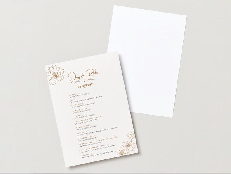 Indian Wedding Program, South Asian Wedding Program, Wedding Program ...