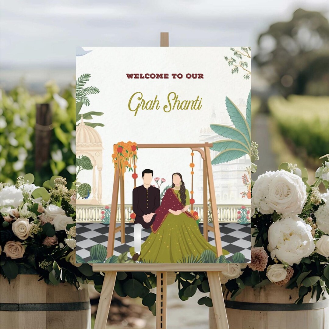Grah Shanti Welcome Sign as Grah Shanti Decor, DIY Ceremony Welcome ...