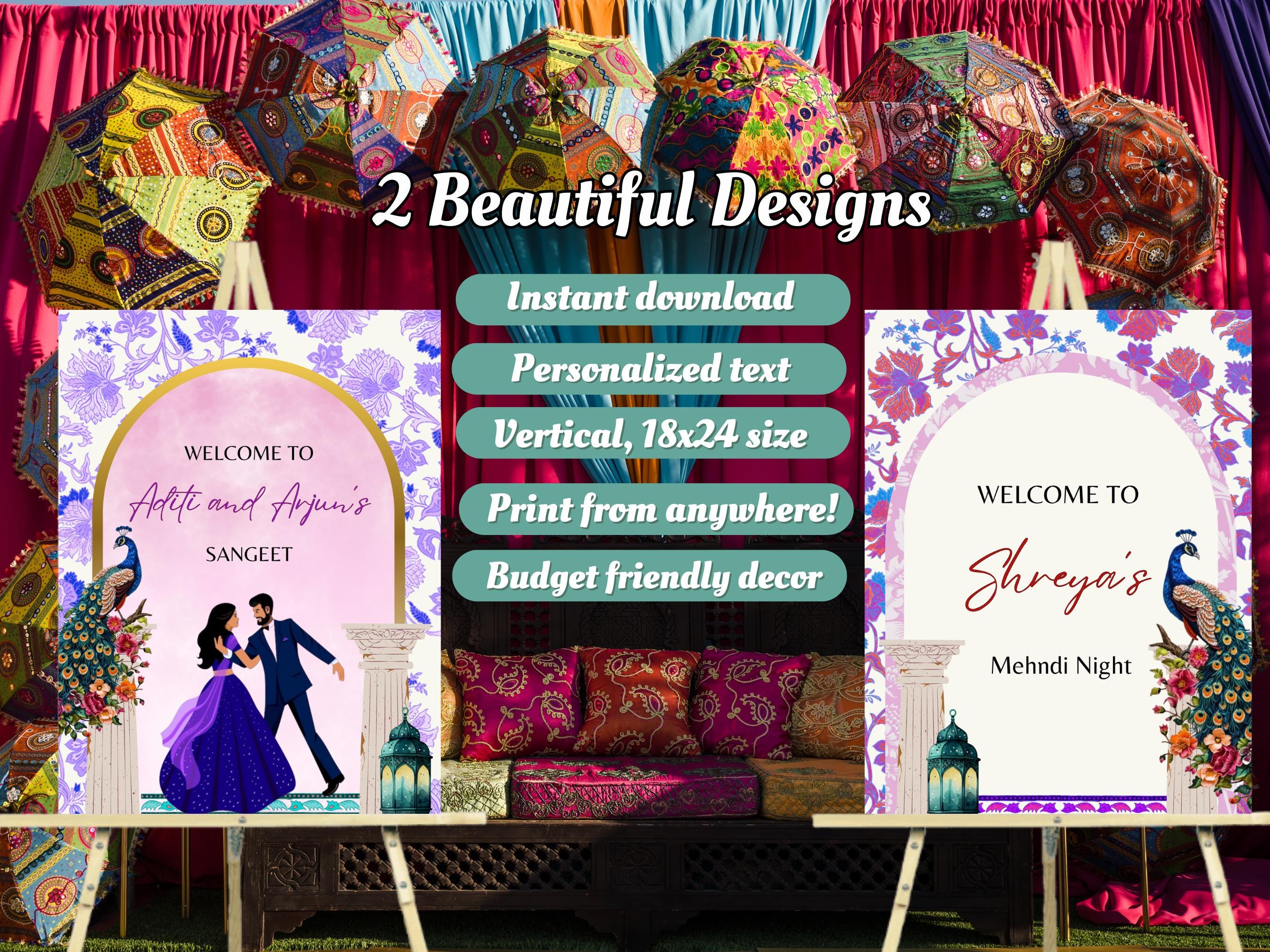 Sangeet Welcome Sign as Sangeet Decor, DIY Sangeet Welcome Sign ...