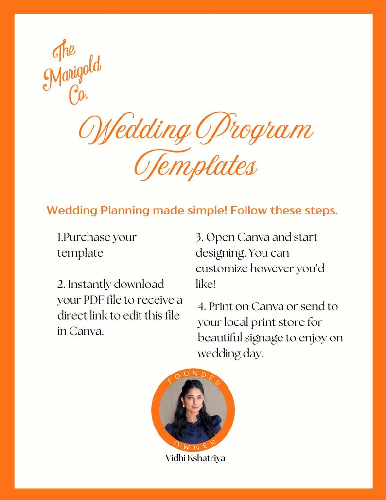 Indian Wedding Program, South Asian Wedding Program, Wedding Program ...