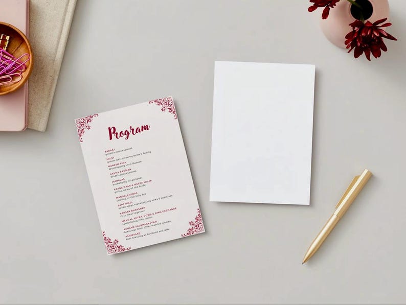 Indian Wedding Program, South Asian Wedding Program, Wedding Program ...