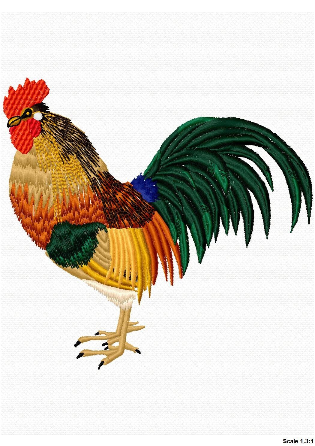 Rooster, Pattern for Machine Embroidery Design, 3 Sizes, Pes, Hus, Dst ...
