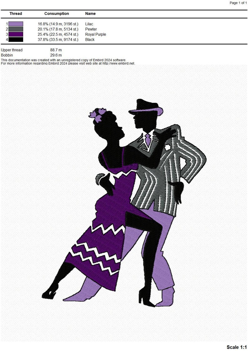 Rhumba Dance Design, Pattern for Machine Embroidery Design, 3 Sizes ...