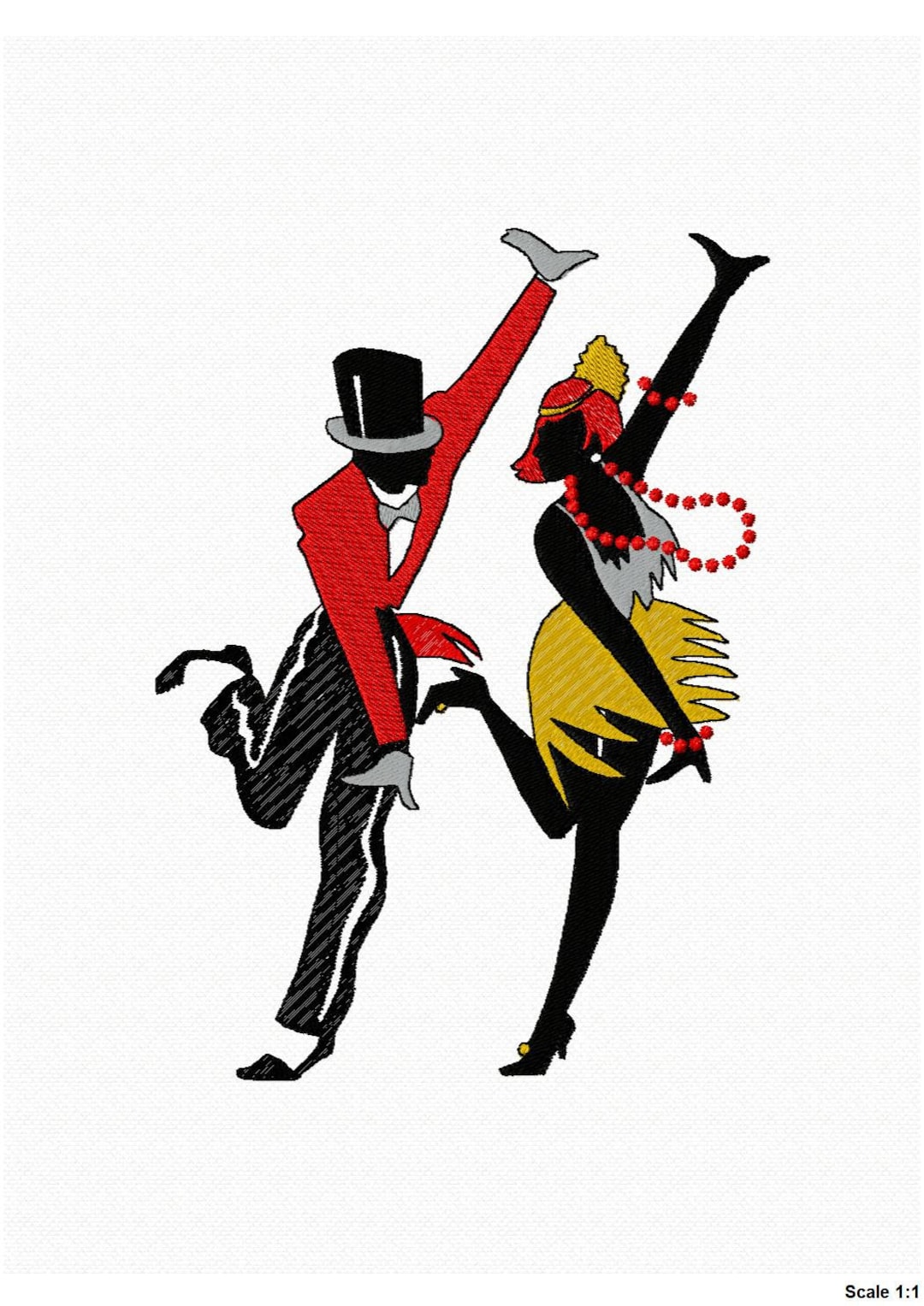 Charleston Dance Design, Pattern for Machine Embroidery Design, 3 Sizes ...