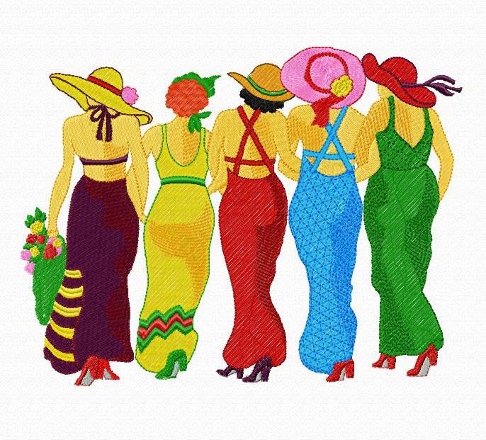 Girlfriends, Pattern for Machine Embroidery Design, 3 Sizes, Pes, Hus ...