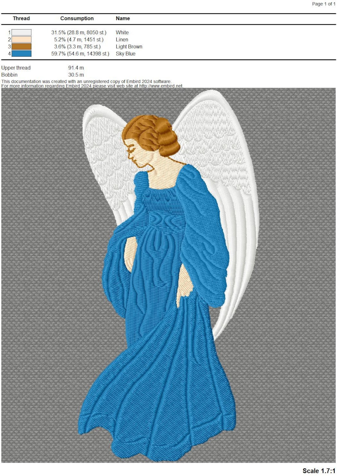 Angel, Pattern for Machine Embroidery Design, 1 Size, Pes, Hus, Dst ...