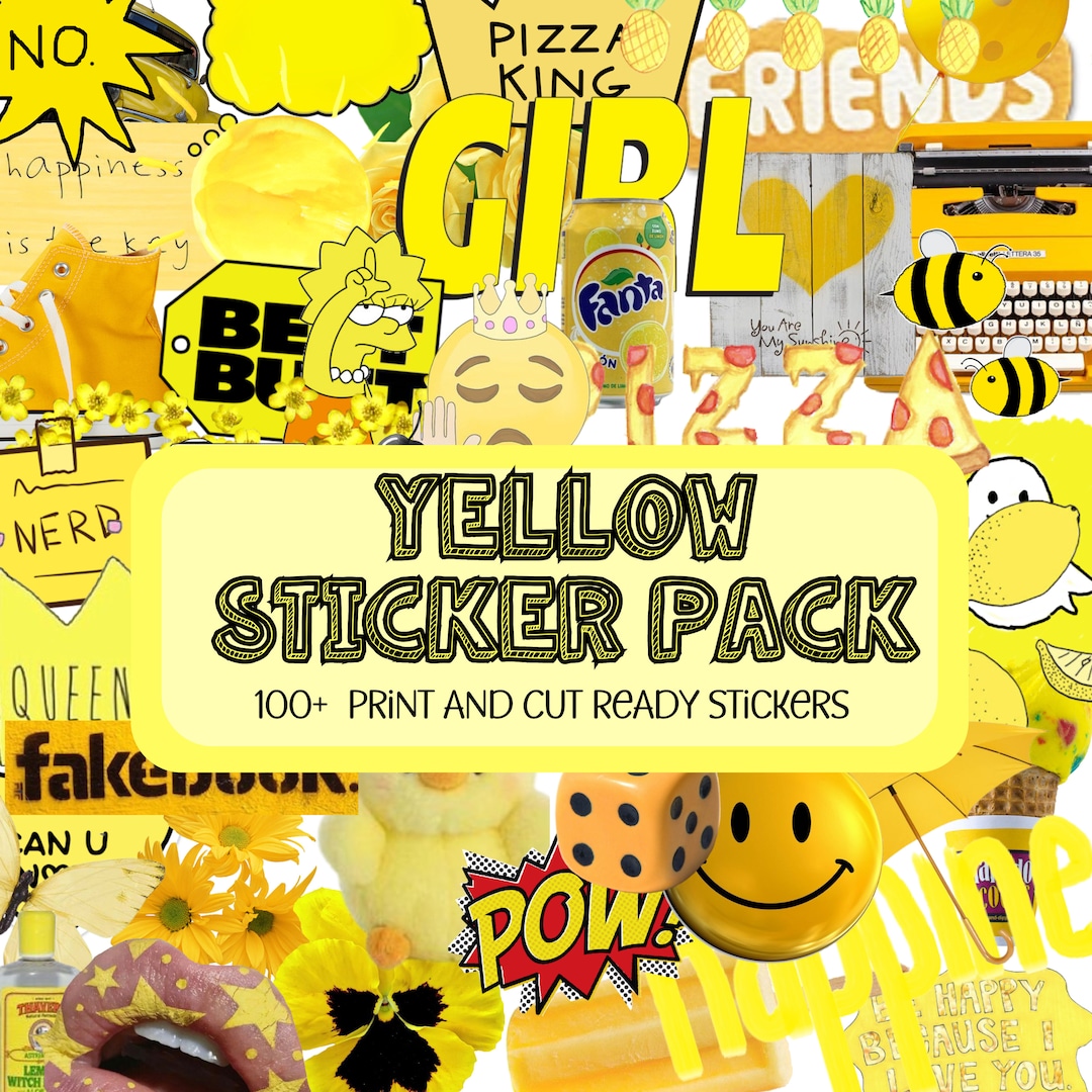 Yellow Printable Sticker Pack, DIY Stickers - Etsy
