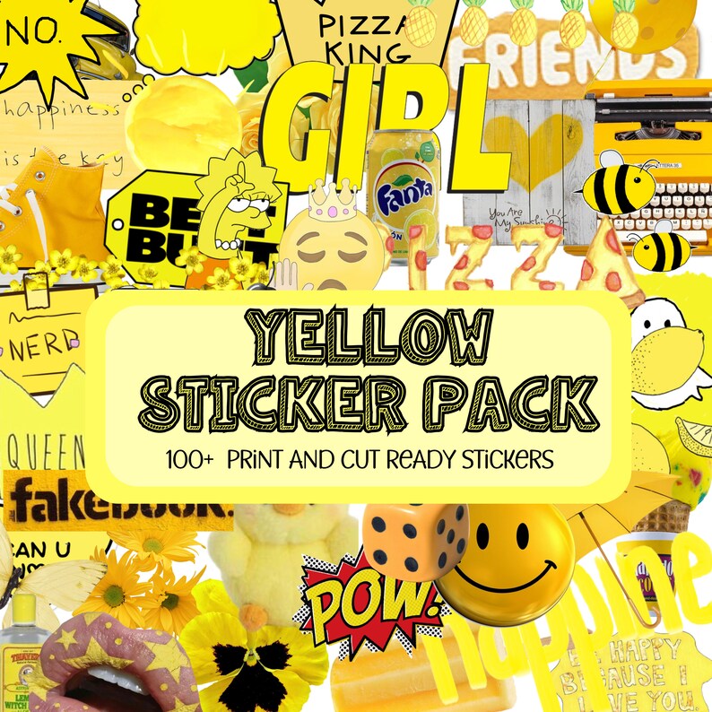Yellow Printable Sticker Pack, DIY Stickers - Etsy