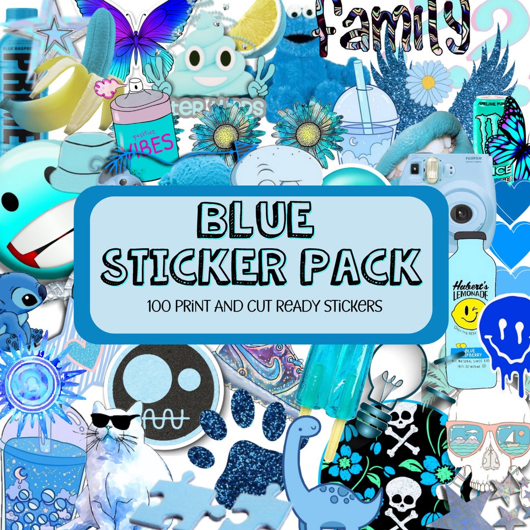 Blue Printable Sticker Pack for Scrapbooking, Digital Journaling, DIY ...