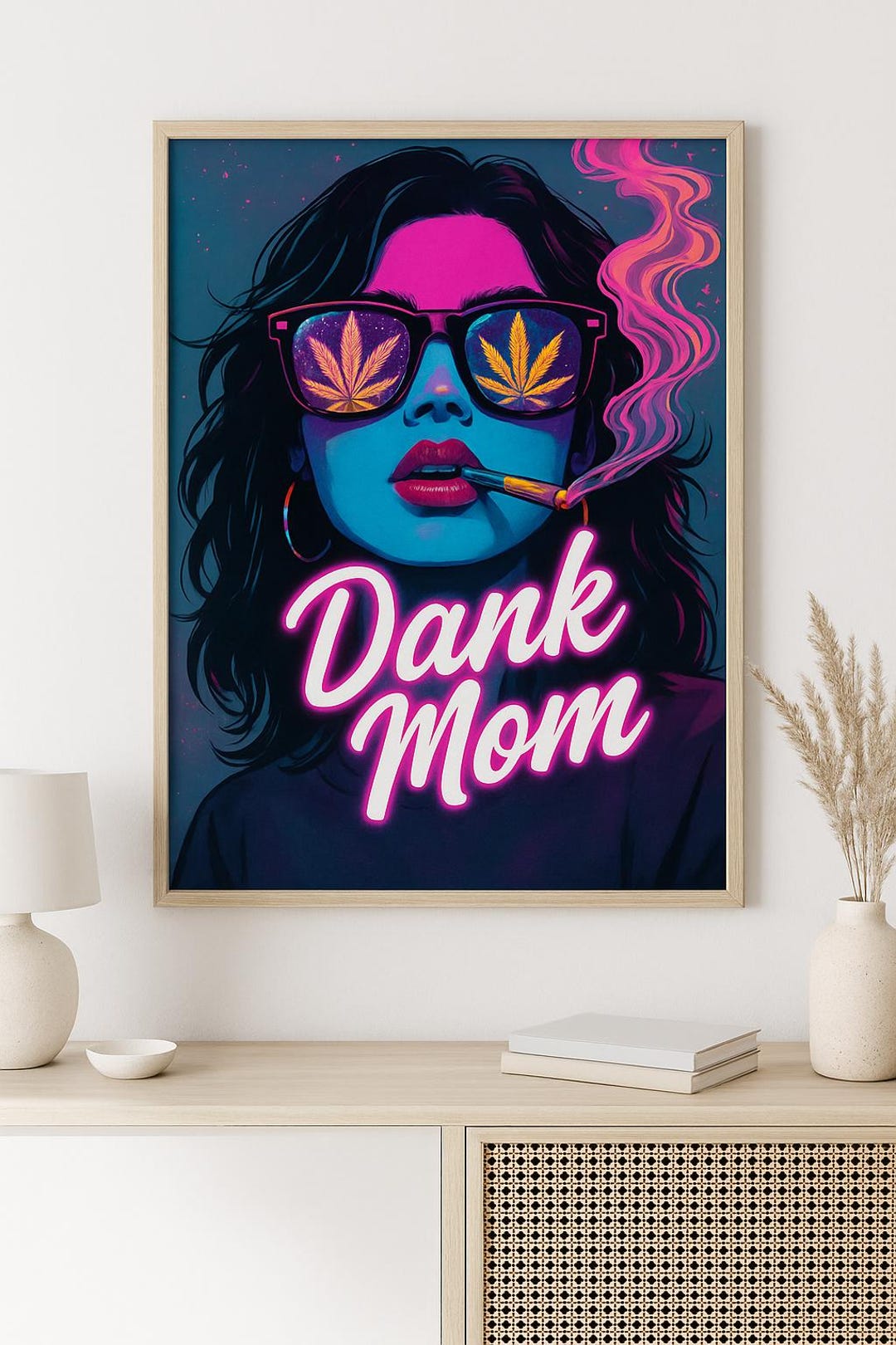 Dank Mom PNG Digital Poster | Neon Stoner Wall Art | Cannabis Mom Gift ...