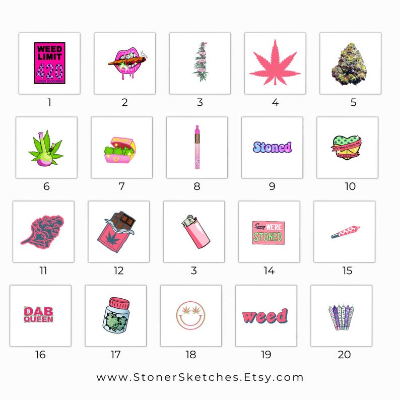 Pink Stoner PNG Sticker Pack - Etsy
