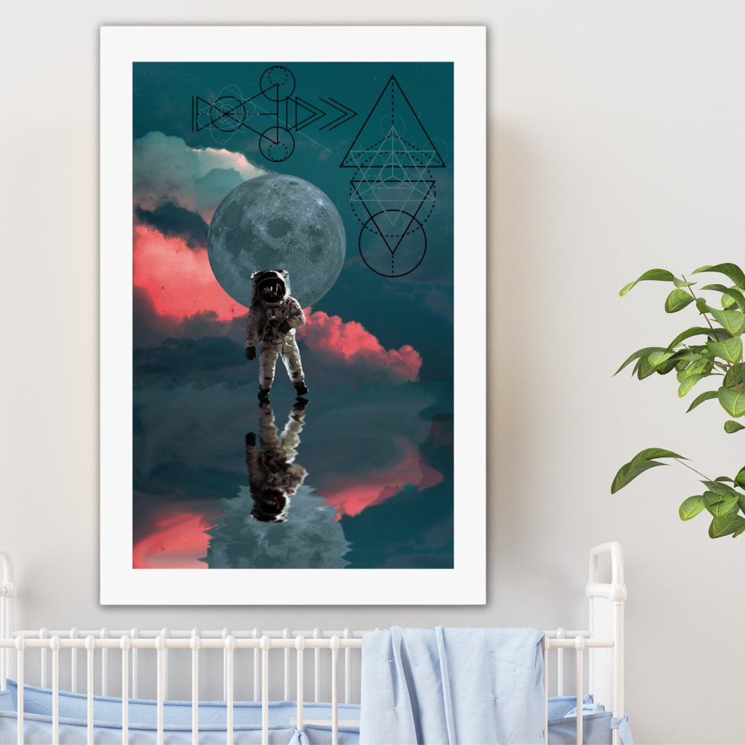 Astronaut Sacred Geometry Universe Matte Vertical Poster, Wall Decor ...