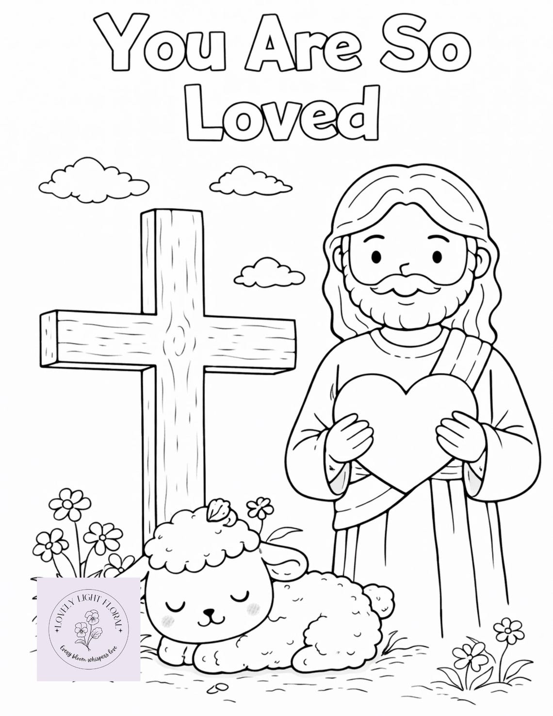 Christian Coloring Page Printable – Jesus, Cross, Lamb – Sunday School ...