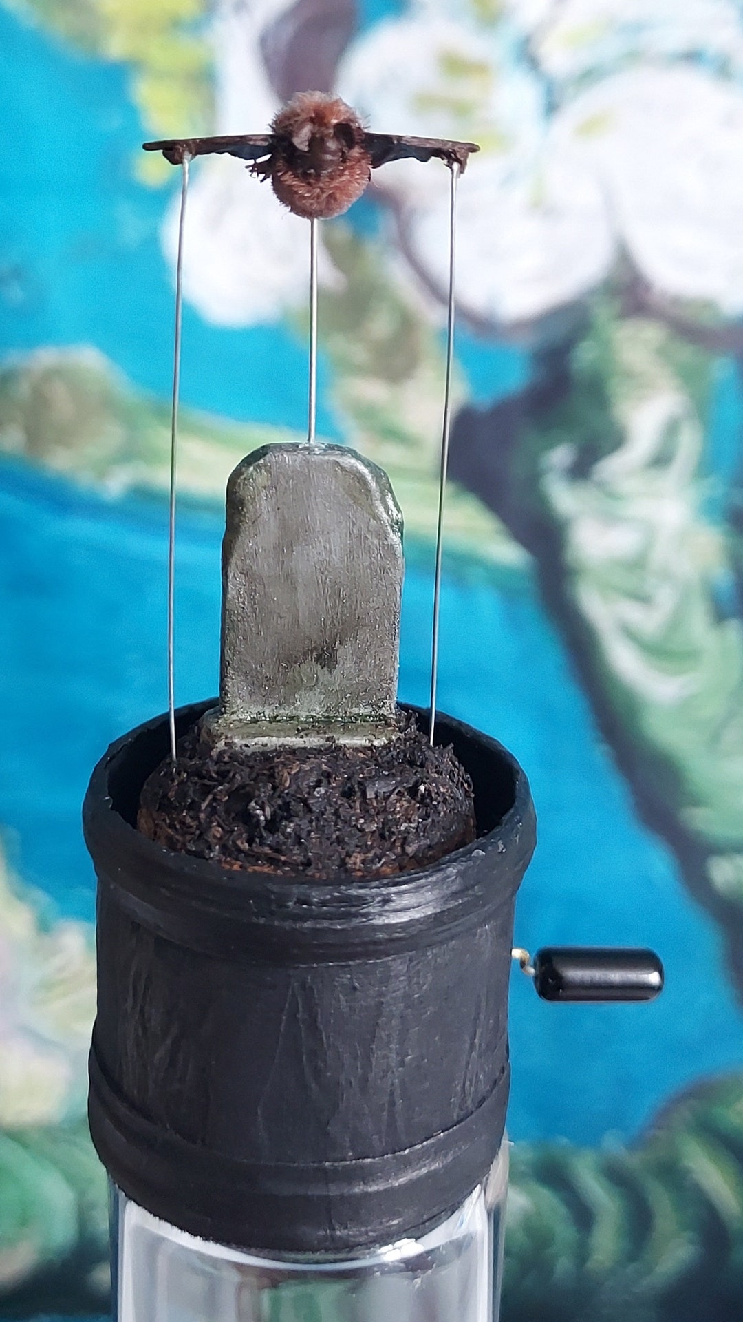 Bat Automaton. Bat Flying Above a Gravestone. Kinetic Sculpture Made ...