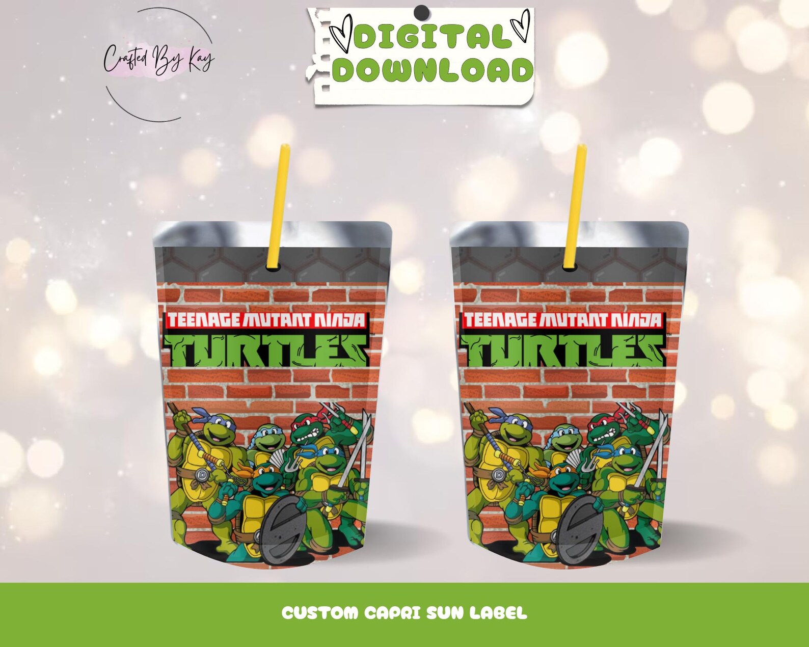 DIGITAL FILE- Ninja Turtle, Ninja Turtle Favors, Ninja Turtle Birthday ...