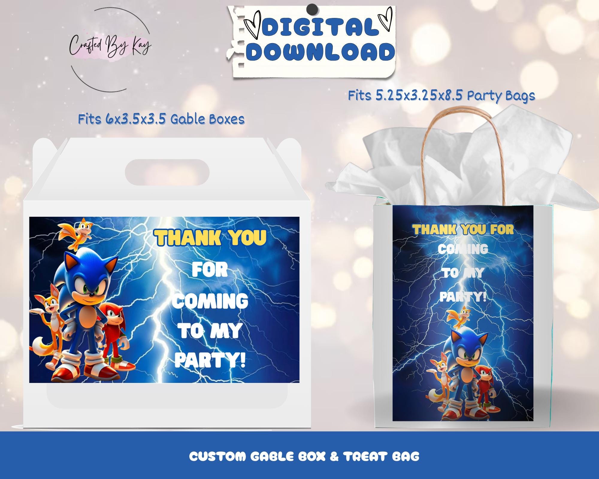 DIGITAL FILE- Sonic, Sonic Favors, Sonic Birthday, Sonic Party, Sonic ...