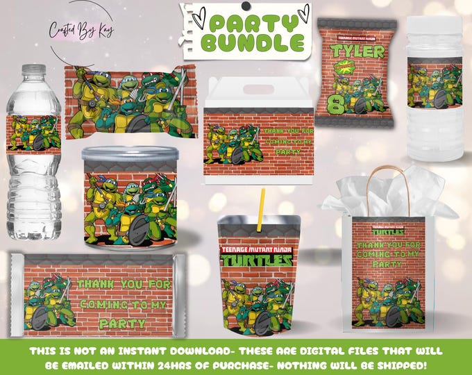 DIGITAL FILE- Ninja Turtle, Ninja Turtle Favors, Ninja Turtle Birthday ...