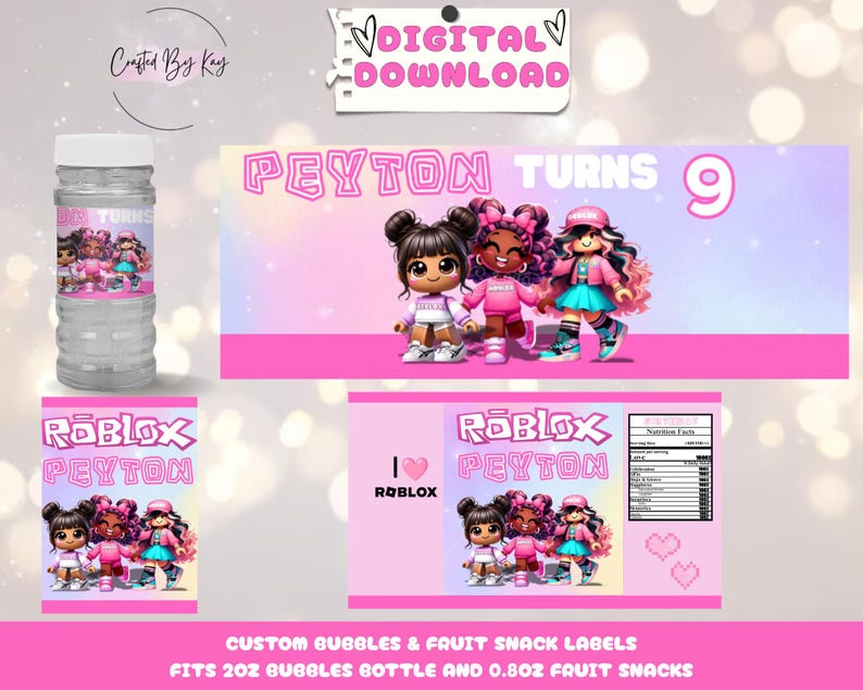 DIGITAL FILE- Roblox Girls, Roblox, Roblox Favors, Roblox Birthday ...