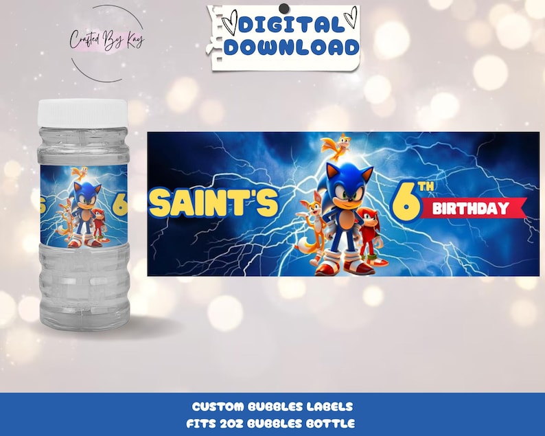 DIGITAL FILE- Sonic, Sonic Favors, Sonic Birthday, Sonic Party, Sonic ...
