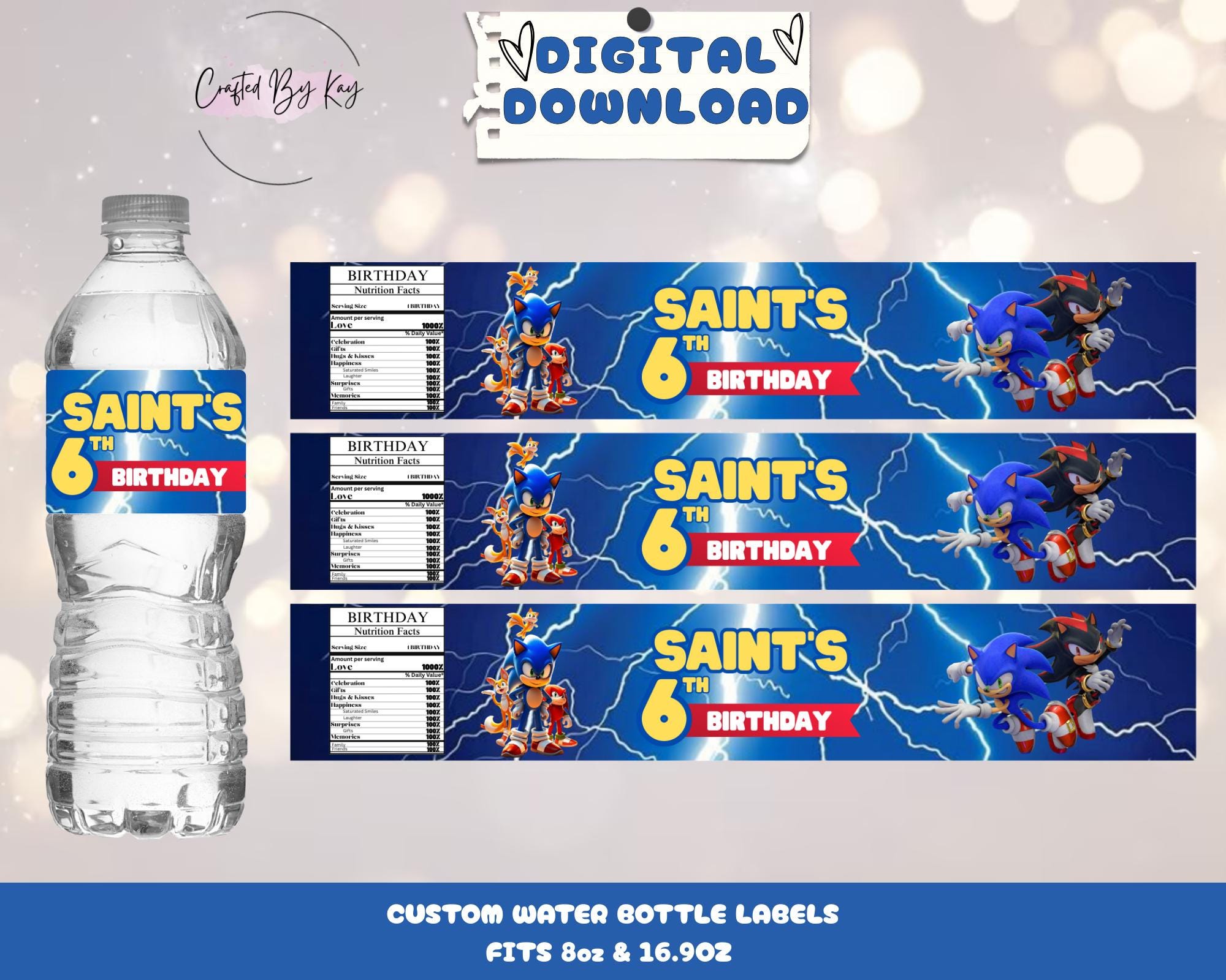 DIGITAL FILE- Sonic, Sonic Favors, Sonic Birthday, Sonic Party, Sonic ...