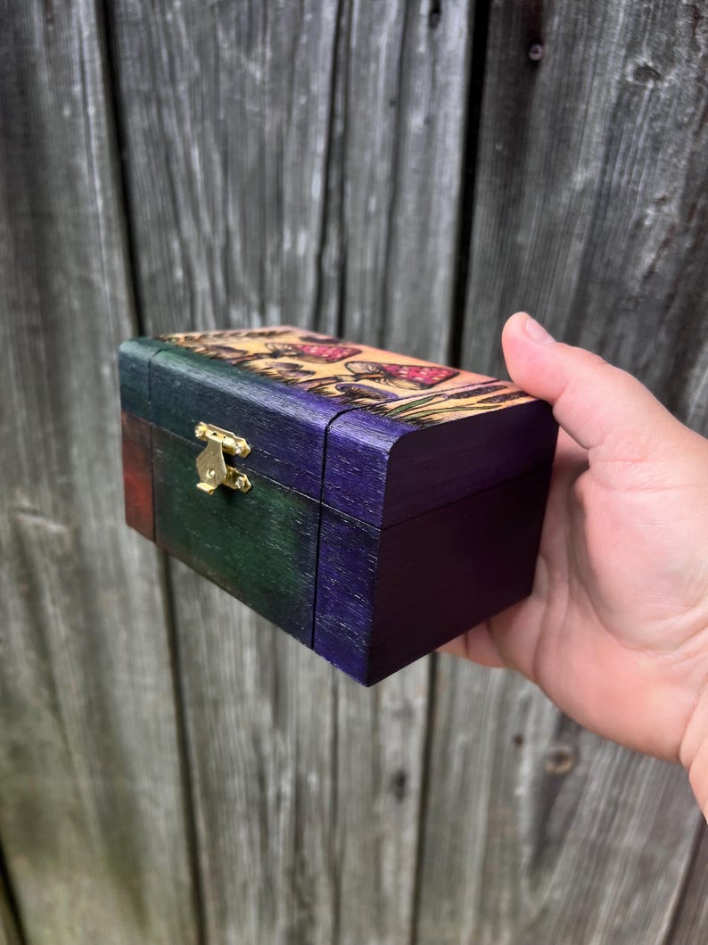 Mushroom Wooden Box, Hand Burned Forest Decor, Magic Pyrography ...