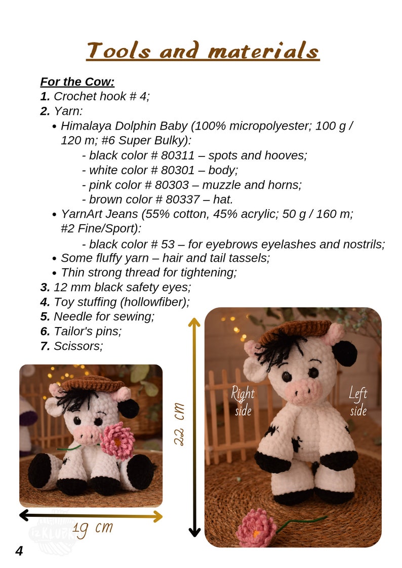 Highland Cow Amigurumi Pattern Crochet Bull Pattern Buffalo Cow LOW SEW ...